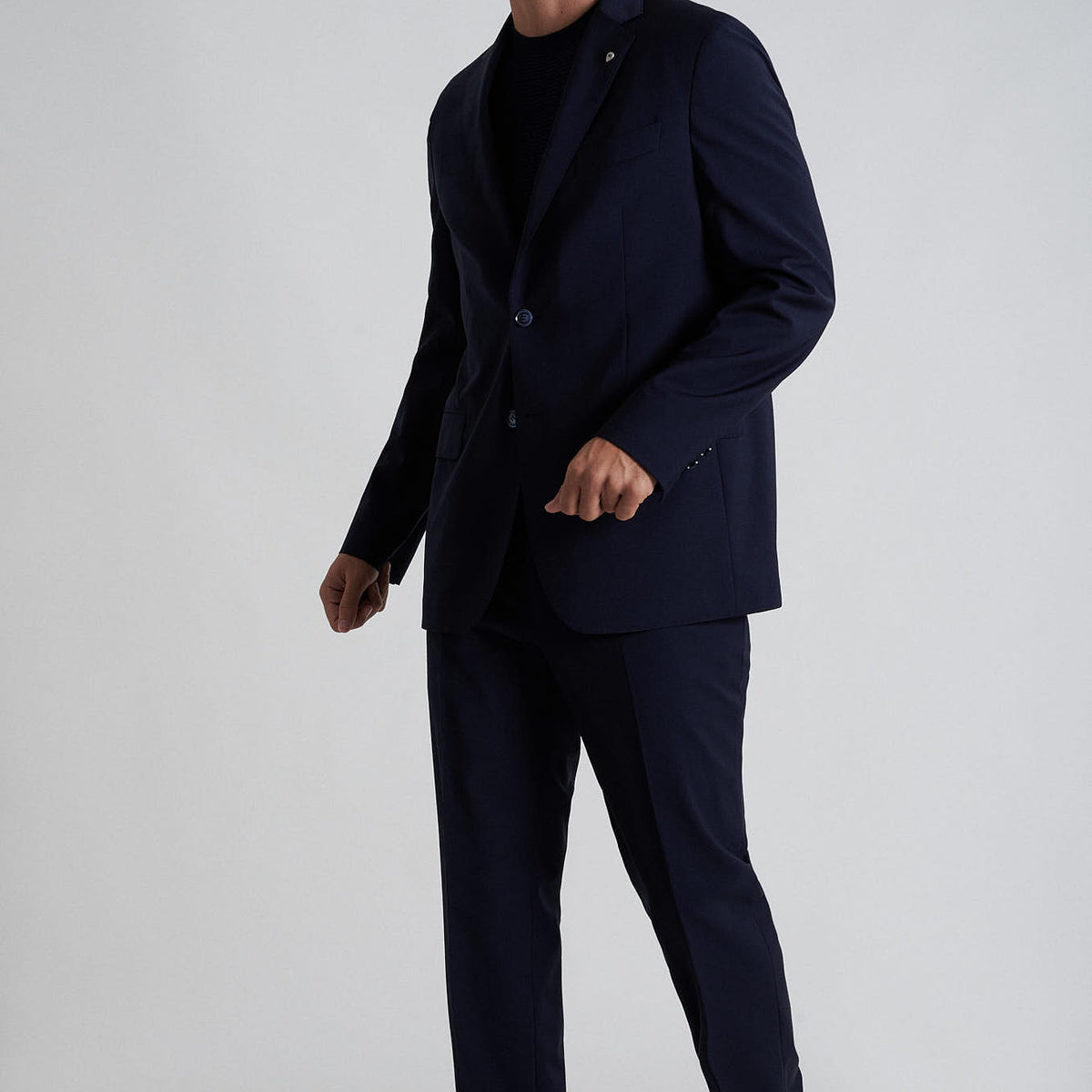 Slim fit comfort wool elastane suit half canvas construction Anti-crea ...